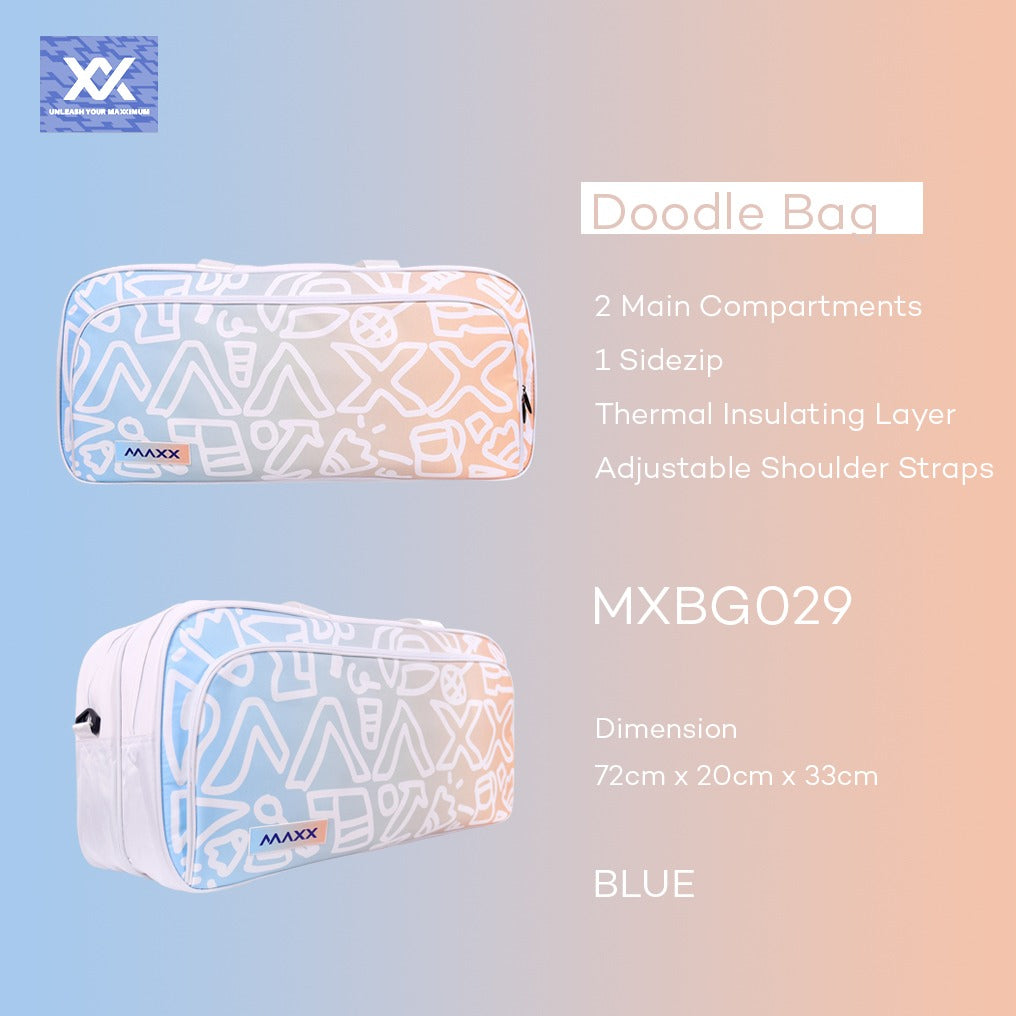 MAXX TOURNAMENT Badminton DOODLE BAG Blue Peach (MXBG029) – Maxx ...